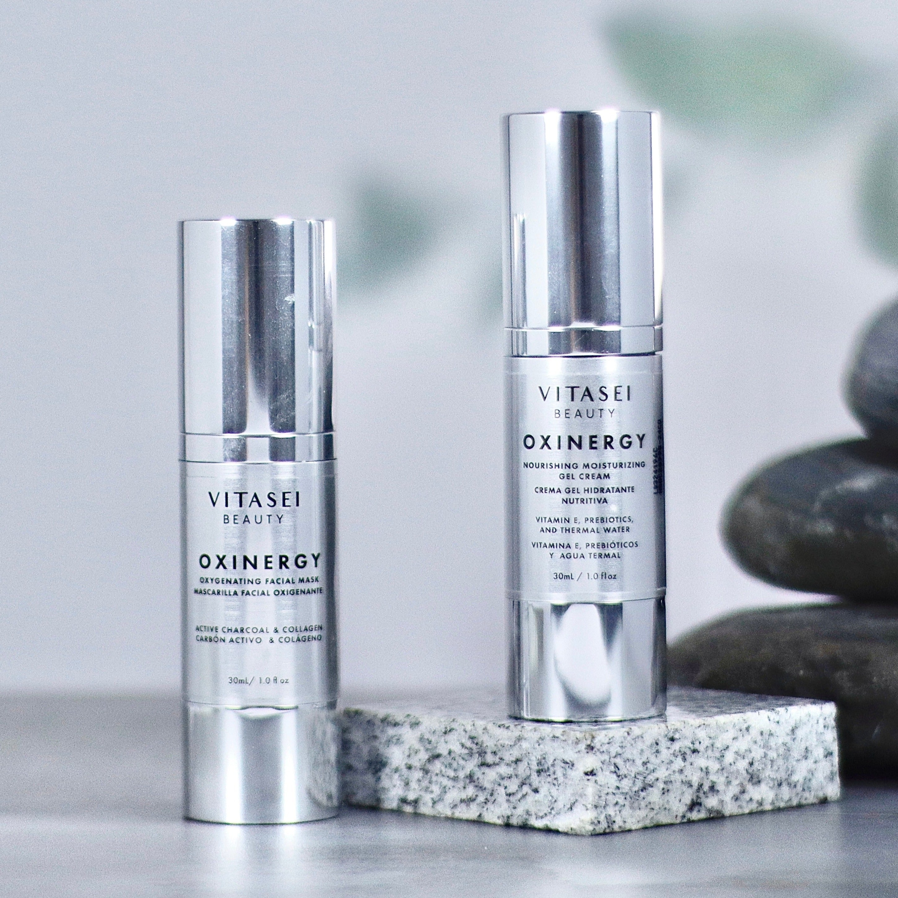 Kit mascarilla oxigenante de carbón + crema con prebióticos – Vitasei Col