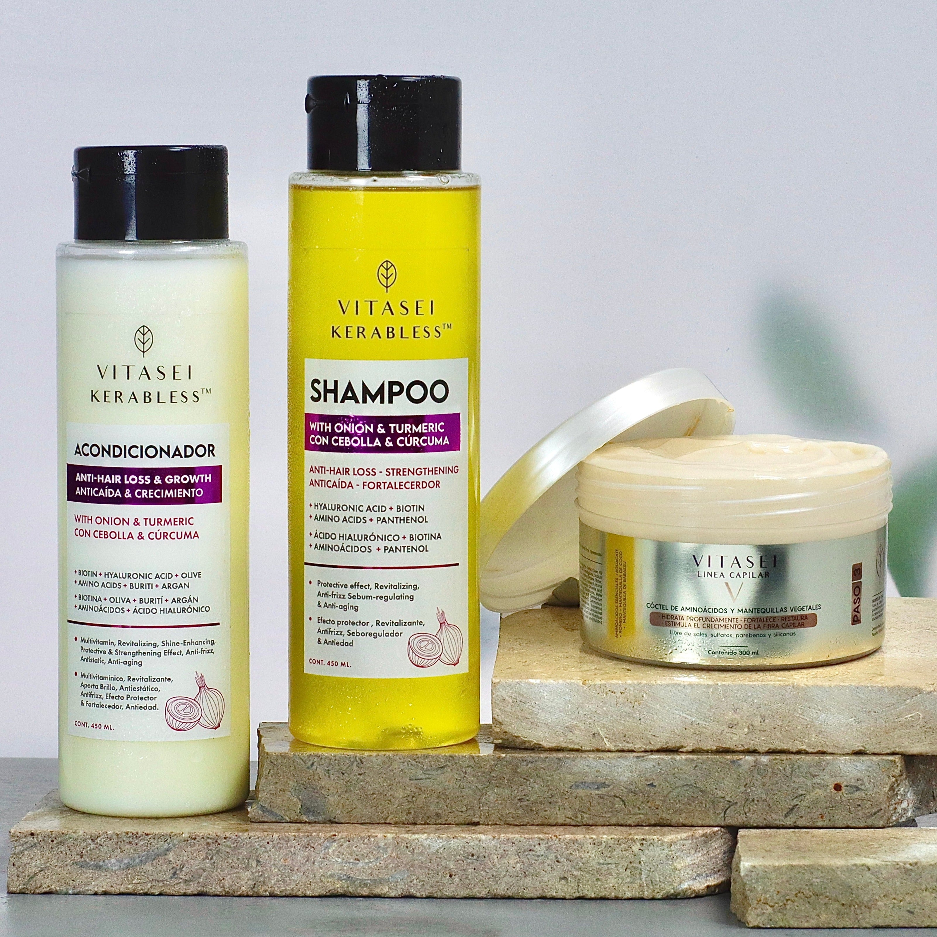 KIT CAPILAR CRECIMIENTO - SHAMPOO + ACONDICIONADOR + CÓCTEL DE AMINOÁC ...