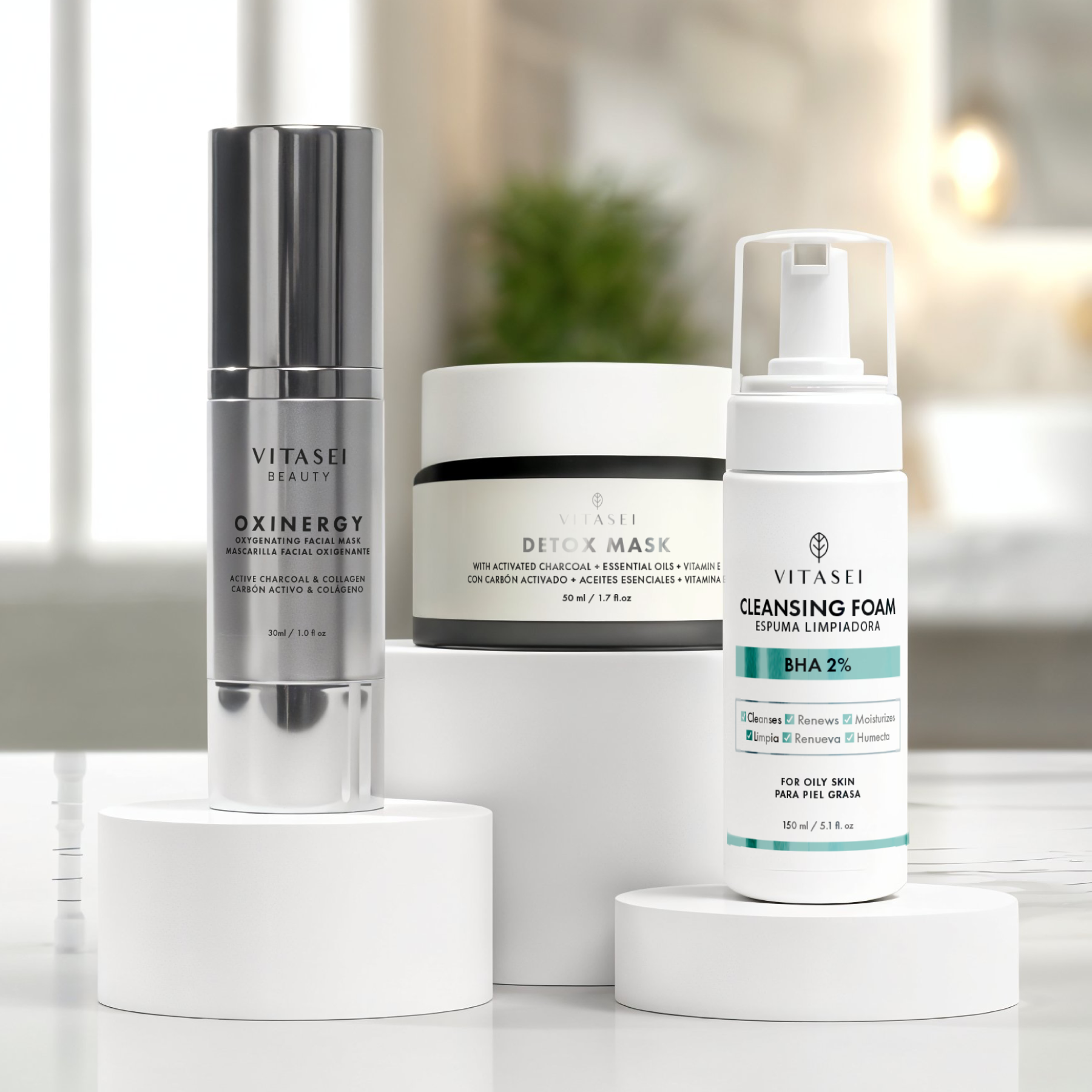 RUTINA PIEL GRASA - Espuma limpiadora - Oxinergy mask - Detox mask ...