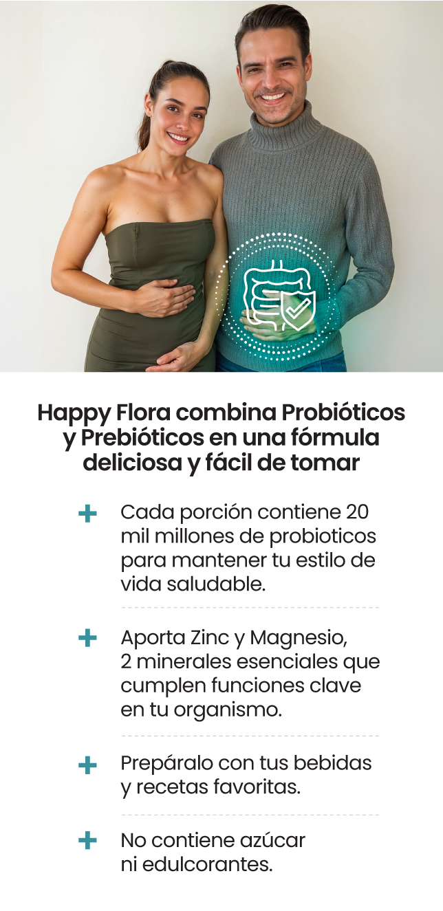 Happy Flora – fórmula integral de probióticos, prebióticos, magnesio y ...